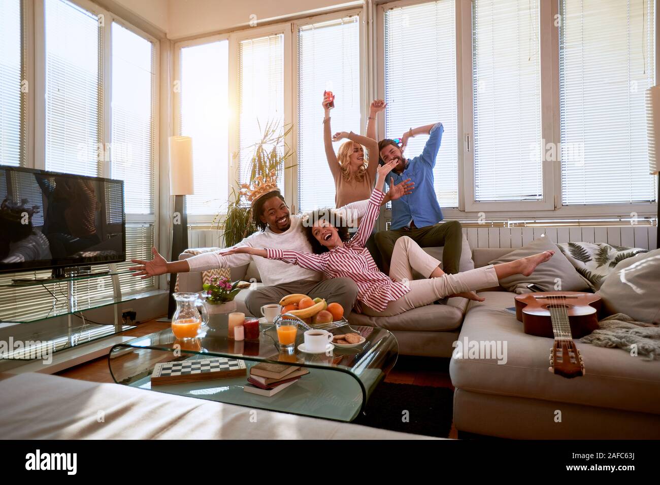 Very happy friends having fun together Stock Photo - Alamy