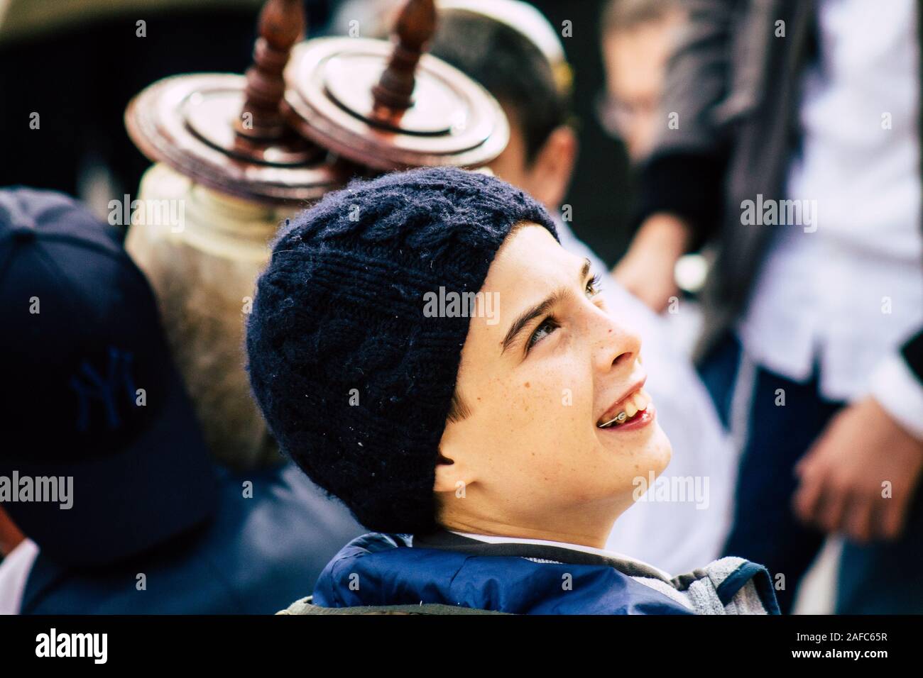 Jerusalem Israel December 12, 2019 View of unknown kid and family ...