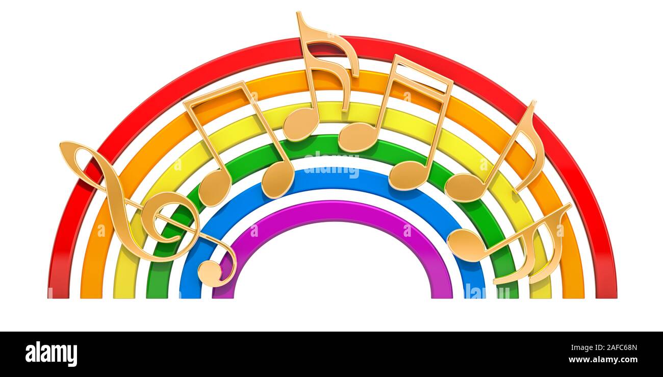 Neon Rainbow Music Notes