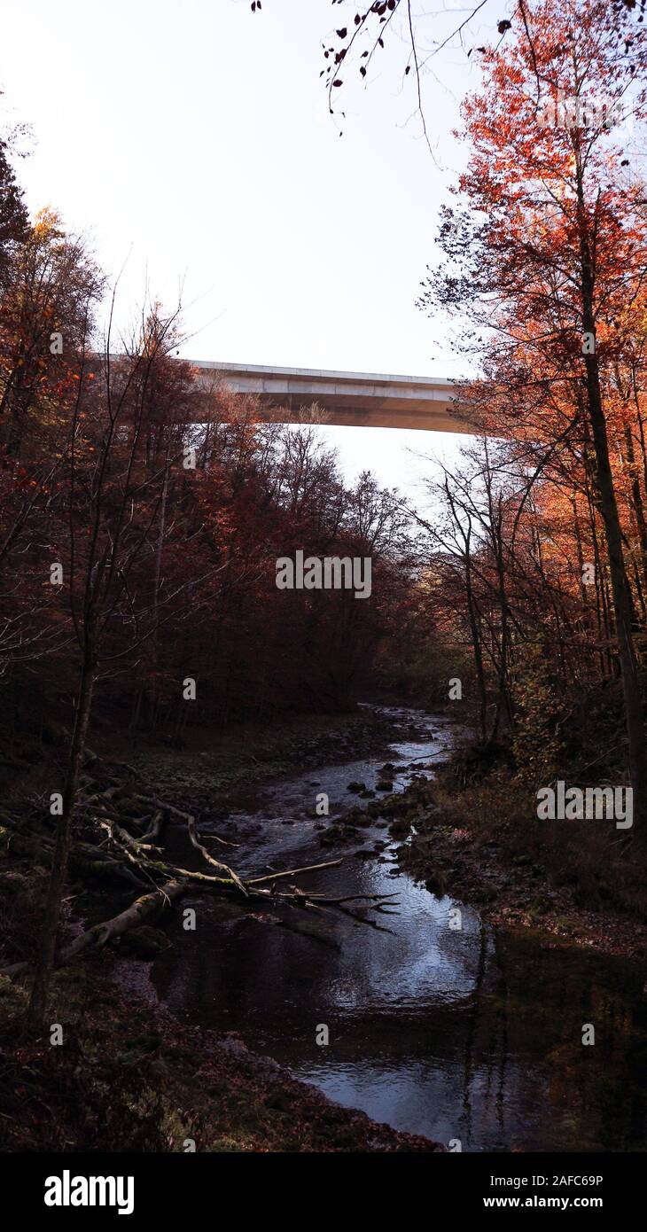 Highway bridge over mountain path Stock Photo - Alamy