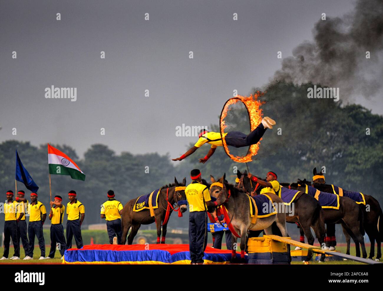 Kolkata, India. 14th Dec, 2019. An Indian Army Commander shows off Fire ...