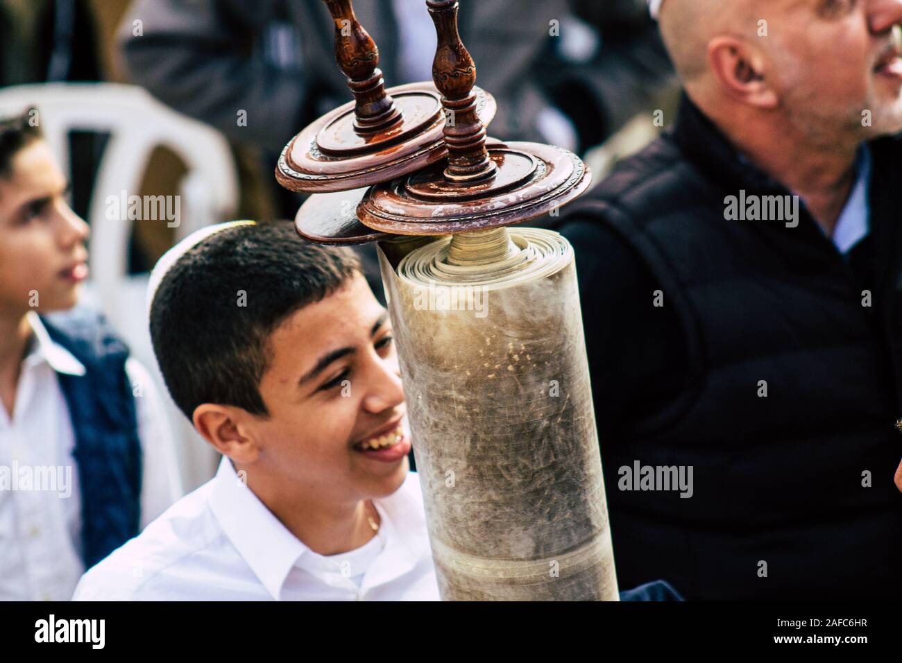 Jerusalem Israel December 12, 2019 View of unknown kid and family ...