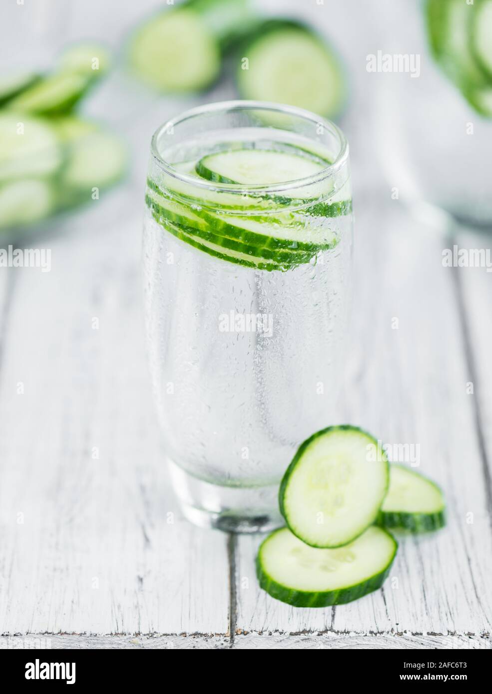 Cucumber Water on a vintage background as detailed close-up shot ...