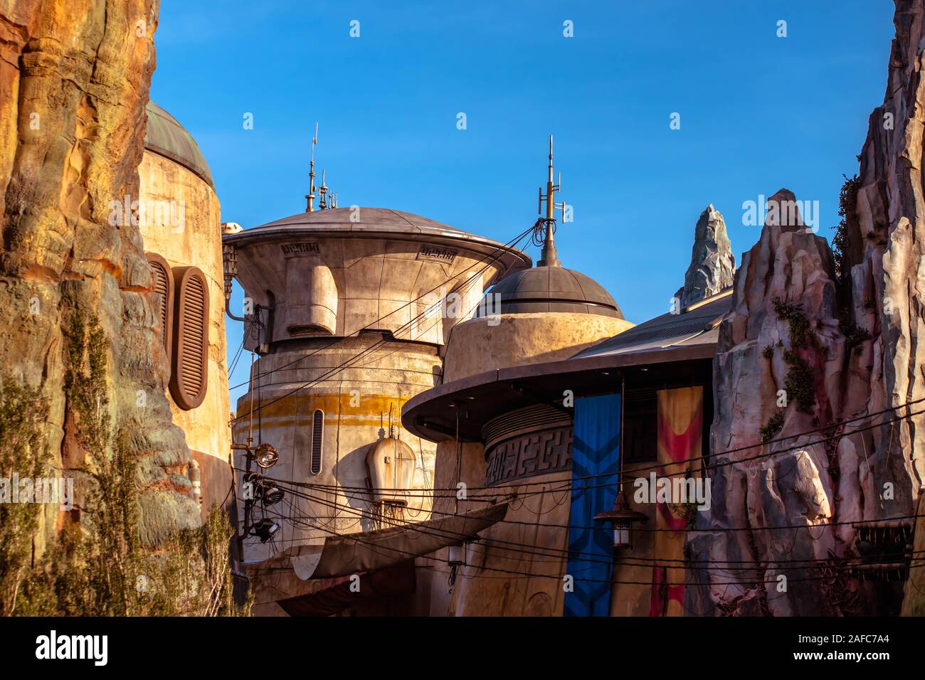Orlando, Florida. November 27, 2019. Top view of Star Wars Galaxys Edge ...