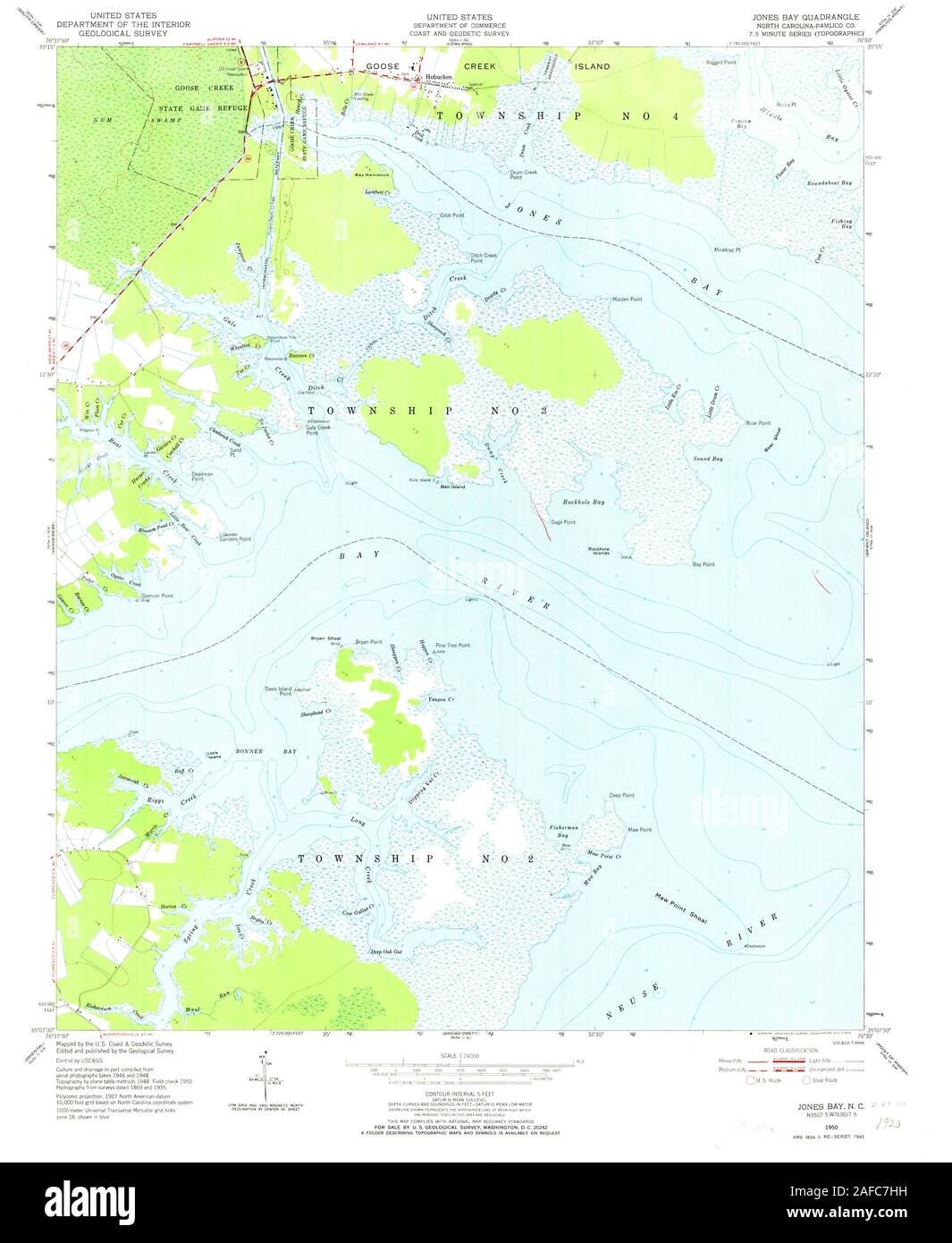USGS TOPO Map North Carolina NC Jones Bay 162738 1950 24000 Restoration ...