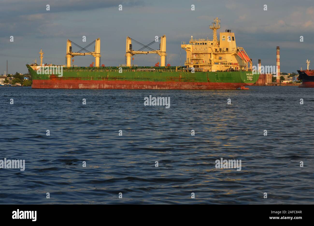 Bulk carriers, cargo ships and industrial vessels at Havana harbour ...