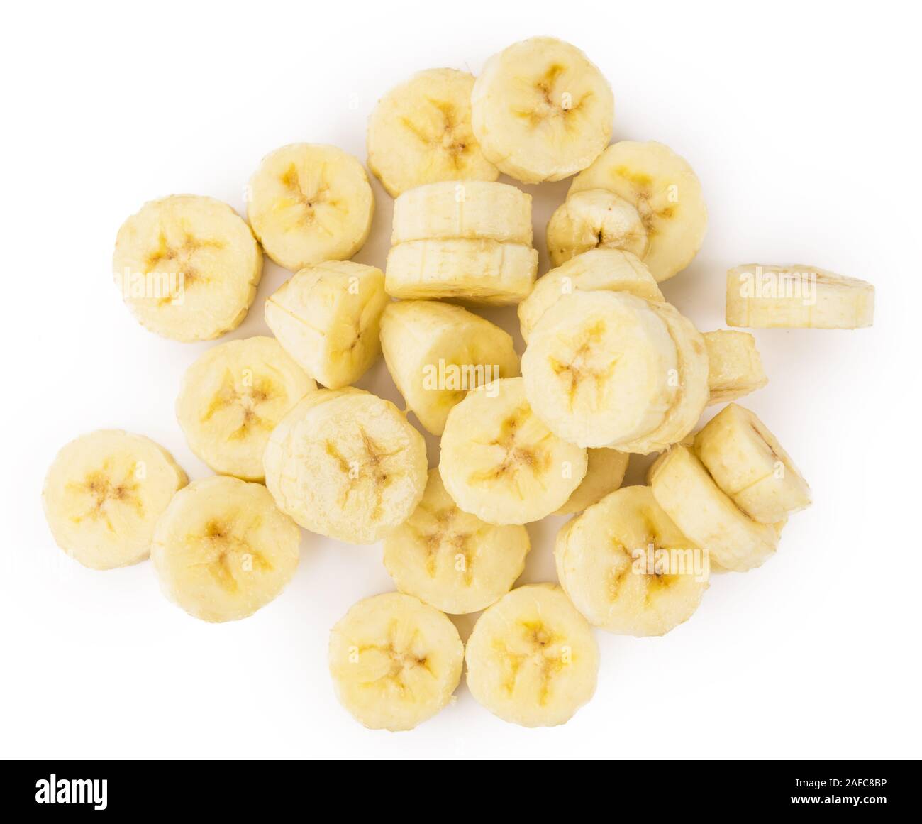 Portion of Sliced Bananas as detailed close-up shot isolated on white ...