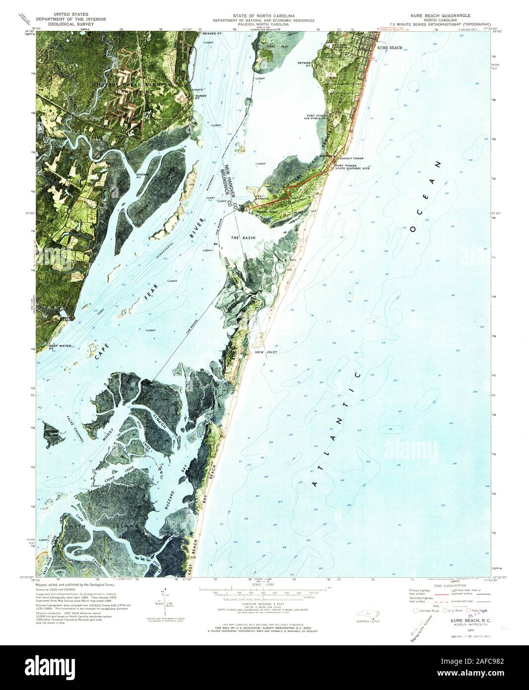 USGS TOPO Map North Carolina NC Kure Beach 162789 1970 24000 ...