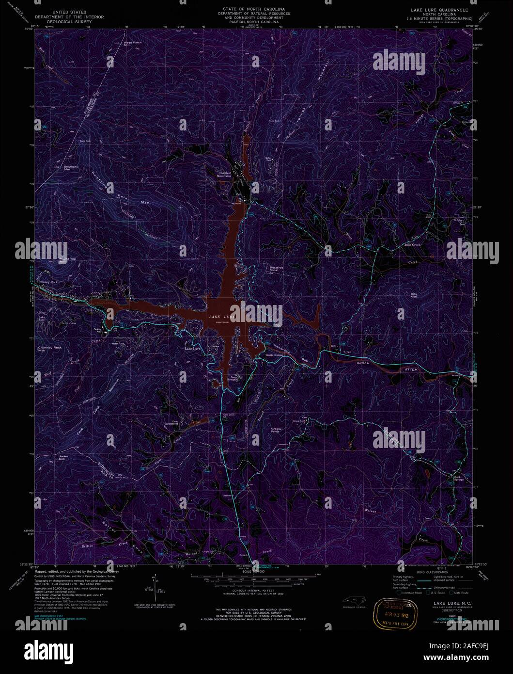 Map of lake lure hi-res stock photography and images - Alamy