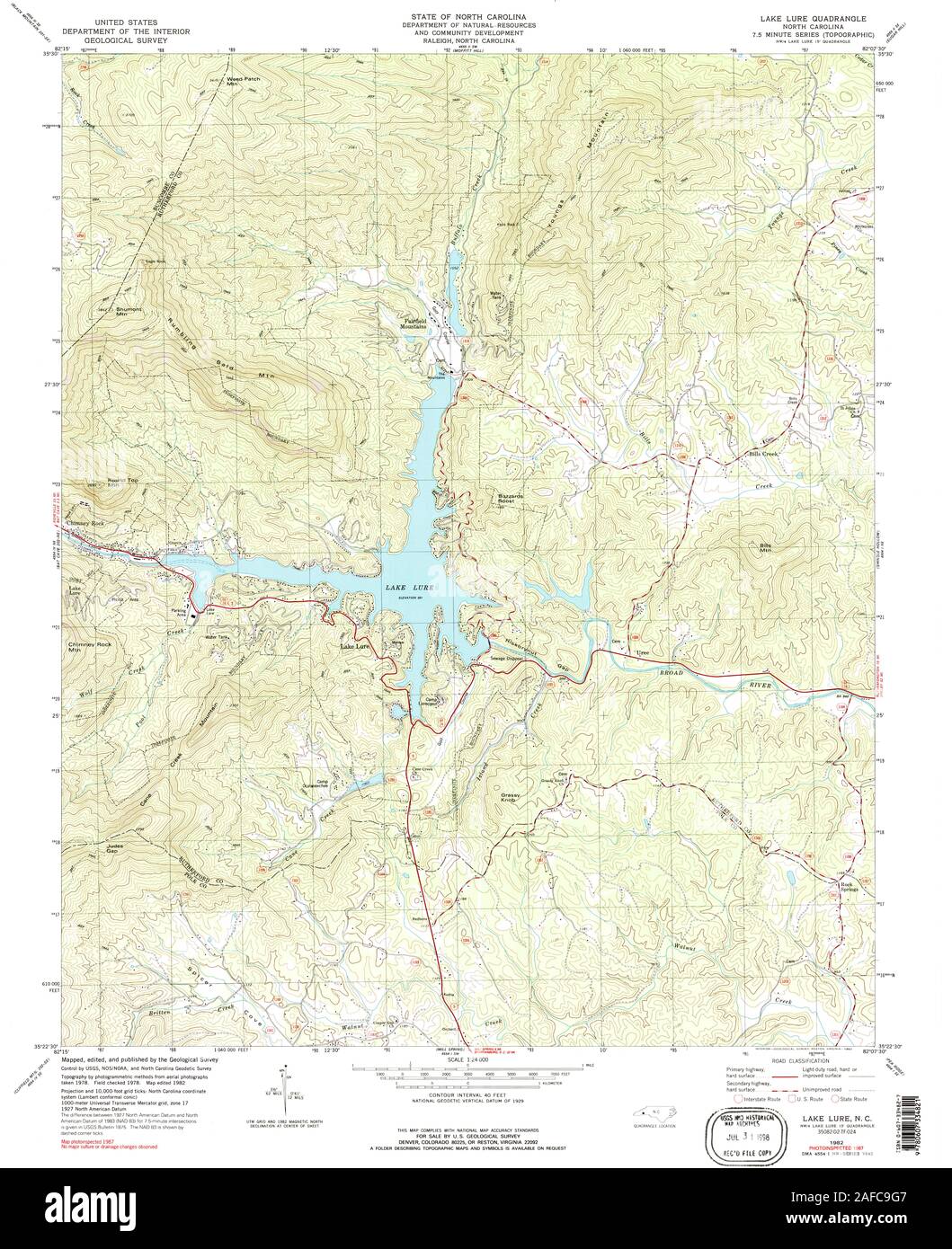 Map of lake lure Cut Out Stock Images & Pictures - Alamy