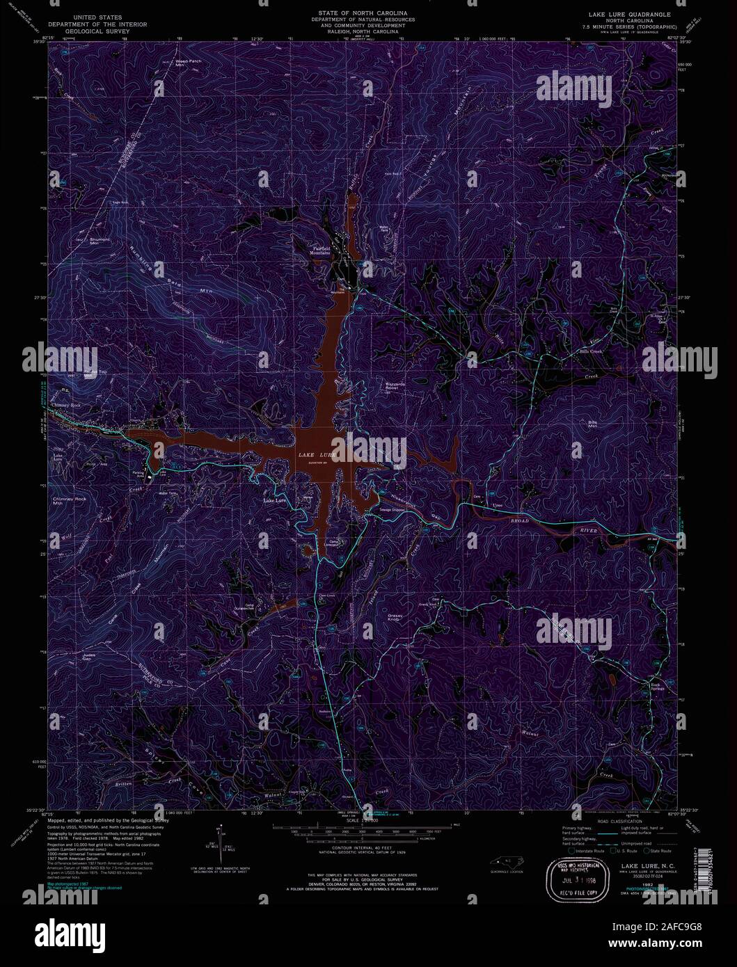 Map of lake lure hi-res stock photography and images - Alamy