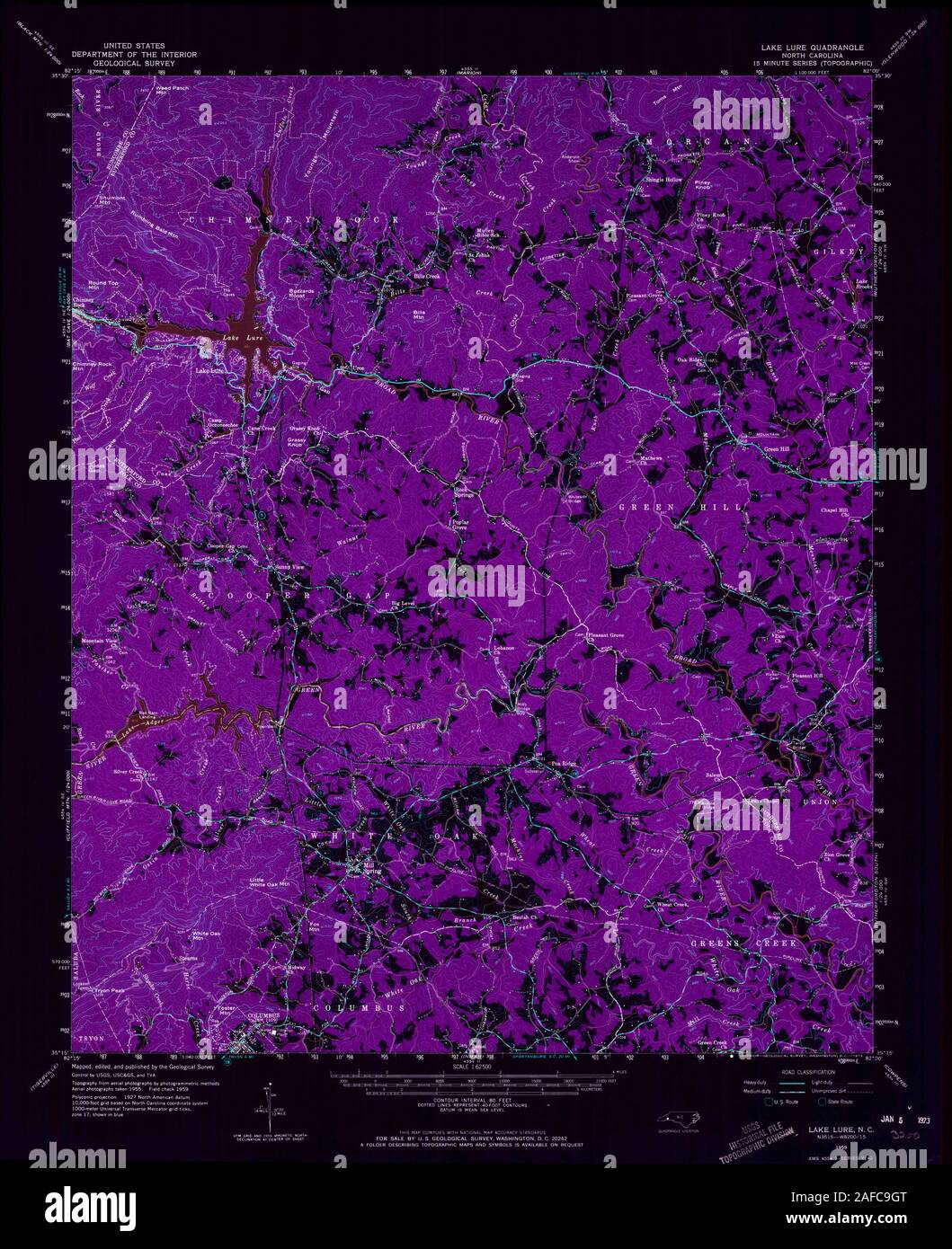 Map of lake lure hi-res stock photography and images - Alamy