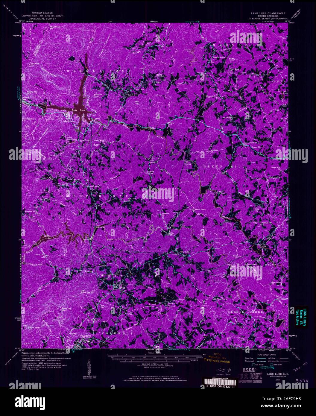 Map of lake lure hi-res stock photography and images - Alamy