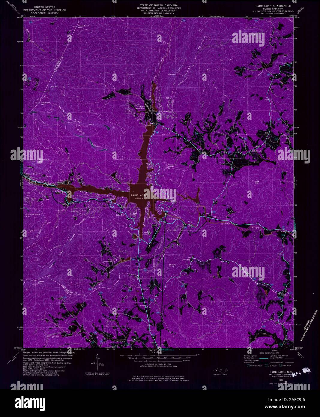 Map of lake lure hi-res stock photography and images - Alamy