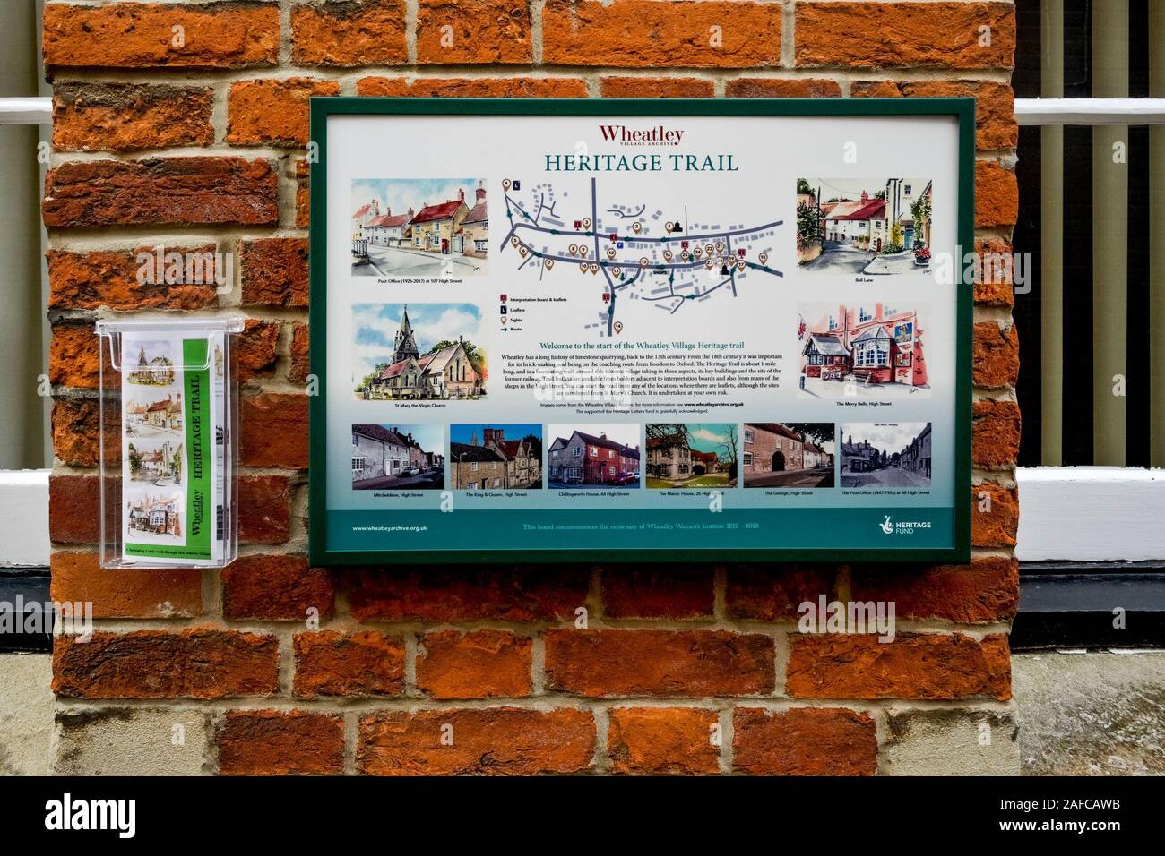 Heritage trail sign, Village of Wheatley, Oxfordshire, England, UK ...