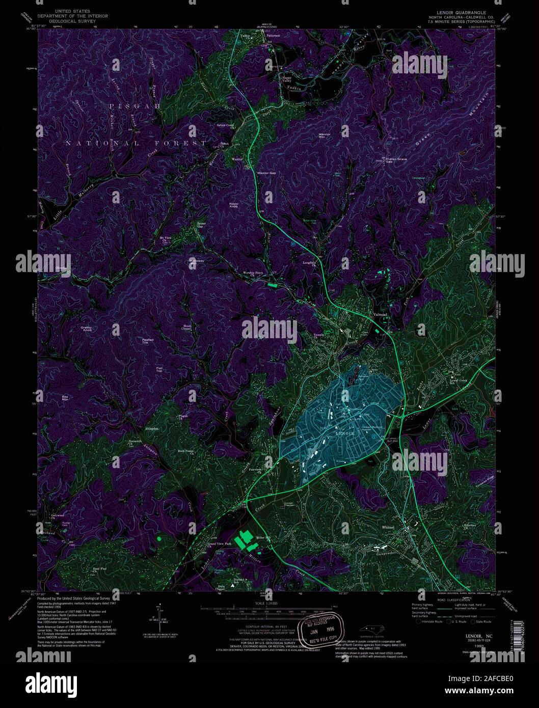Map of lenoir north carolina hi-res stock photography and images - Alamy