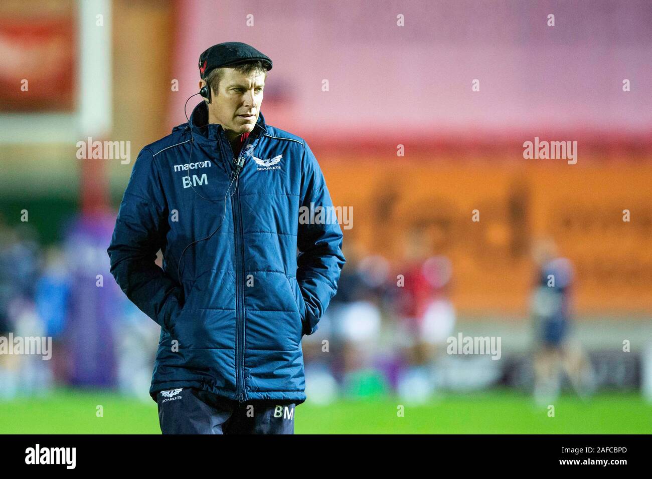 Llanelli, UK. 14 December, 2019. Scarlets head coach Brad Mooar ahead ...