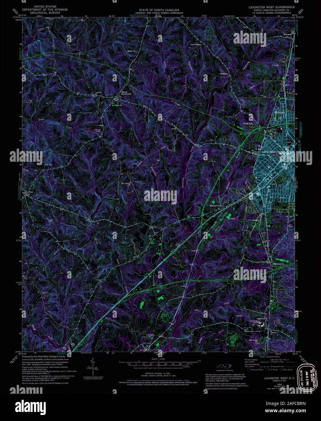 Lexington north carolina map hi-res stock photography and images - Alamy