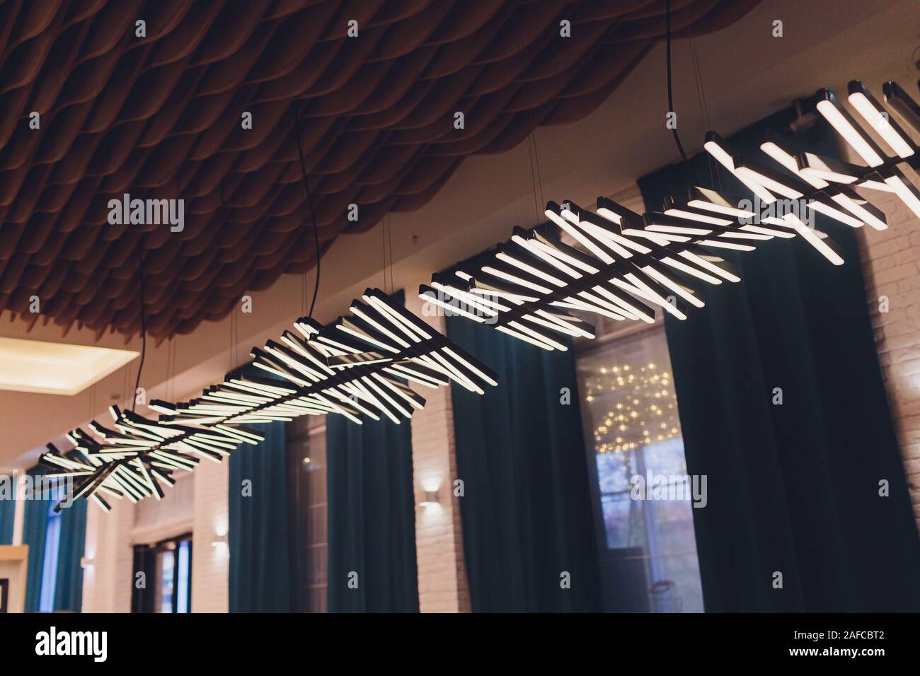 interior modern light in shopping mall futuristic ceiling with lighting ...