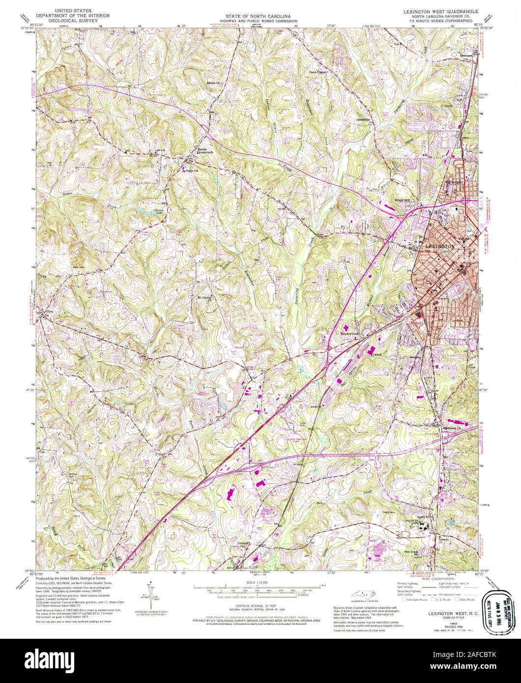 Lexington north carolina map hi-res stock photography and images - Alamy