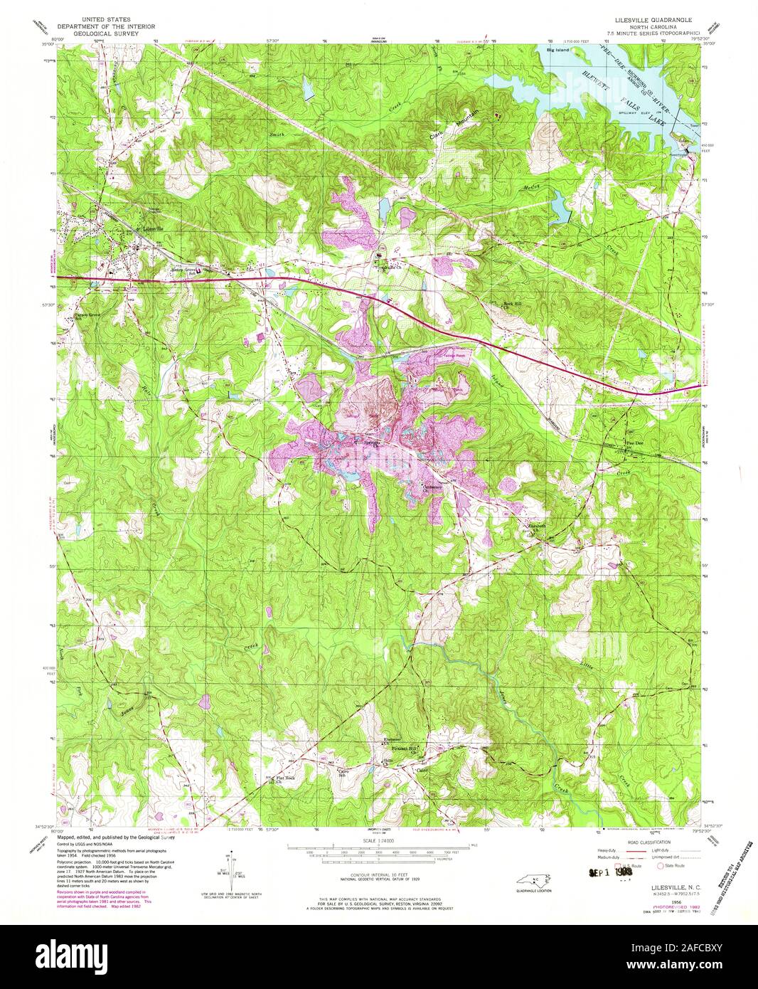 USGS TOPO Map North Carolina NC Lilesville 162866 1956 24000 ...