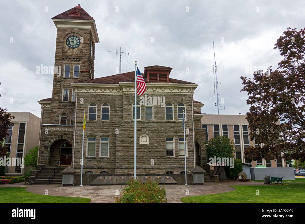 DALLAS, OREGON - MAY 11, 2015: The Historic Polk County Courthouse was ...