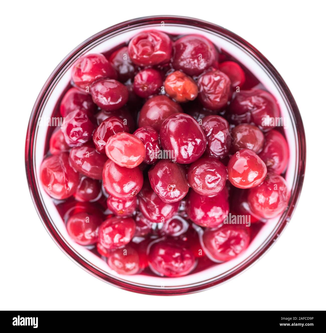 Preserved Cranberries as detailed close-up shot isolated on white ...