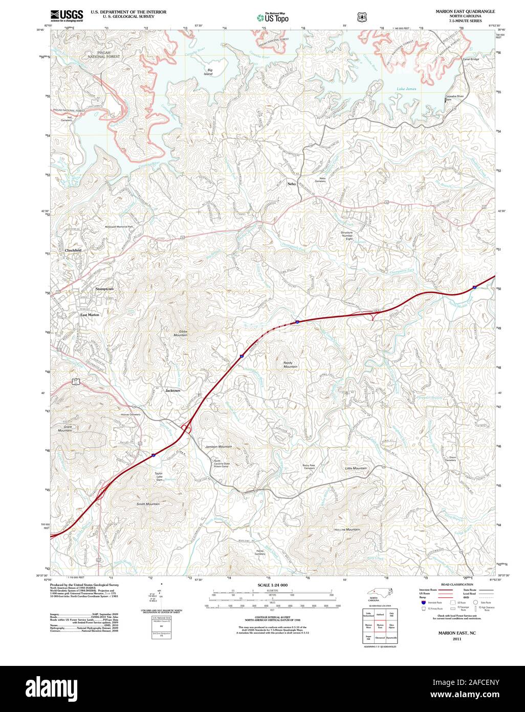 USGS TOPO Map North Carolina NC Marion East 20110601 TM Restoration ...