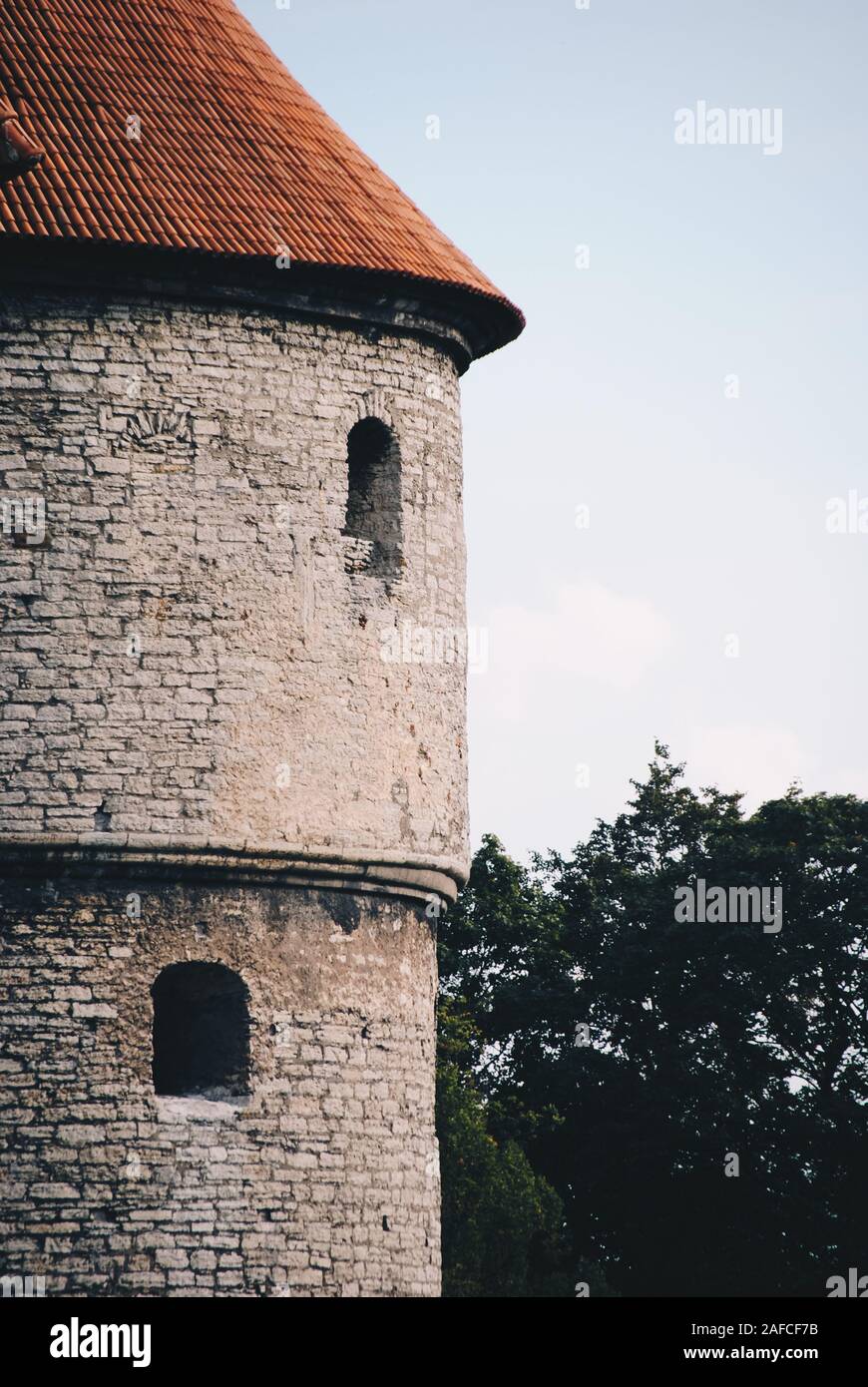 Medieval round tower in Tallin Stock Photo - Alamy