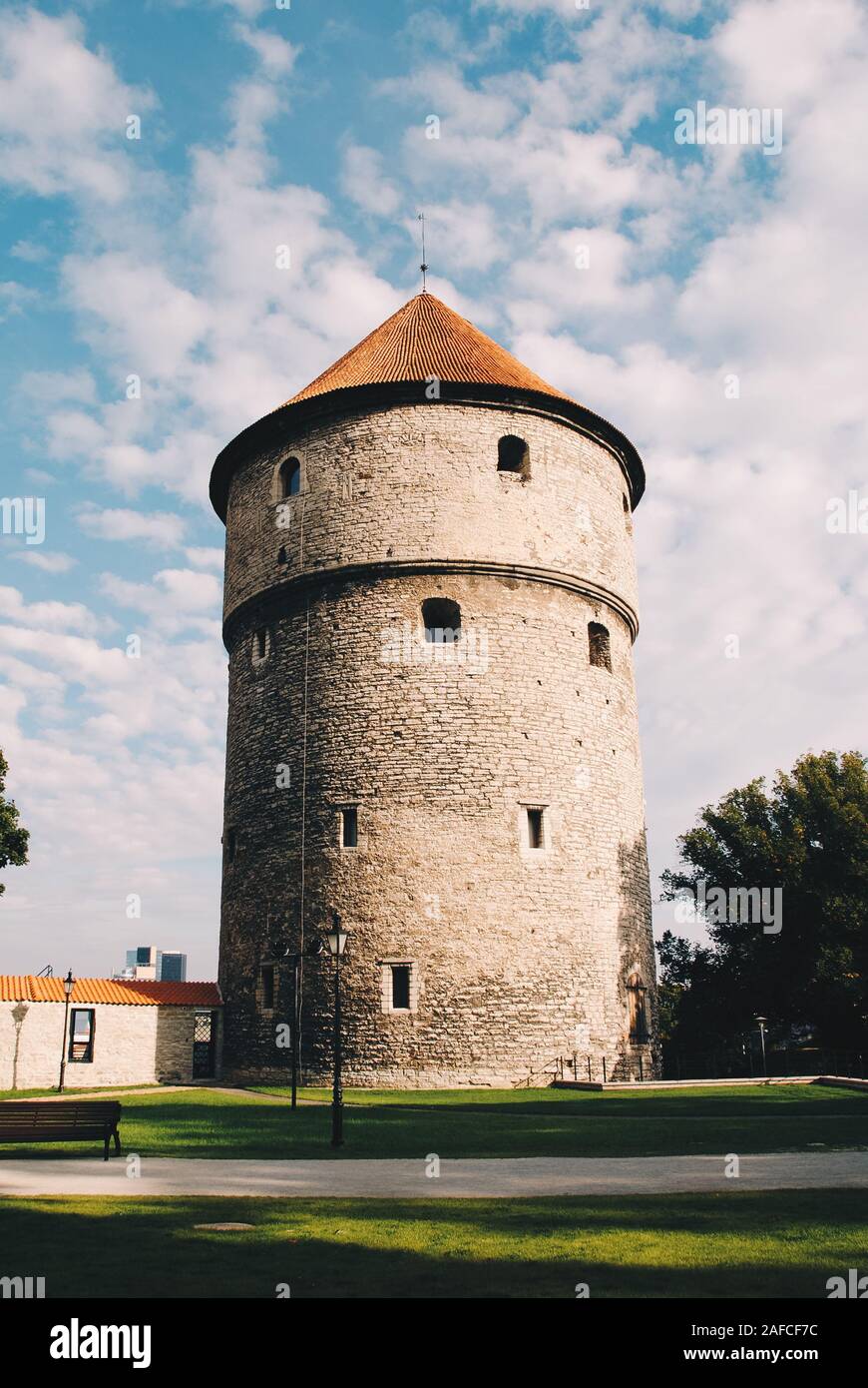Medieval round tower in Tallin Stock Photo - Alamy