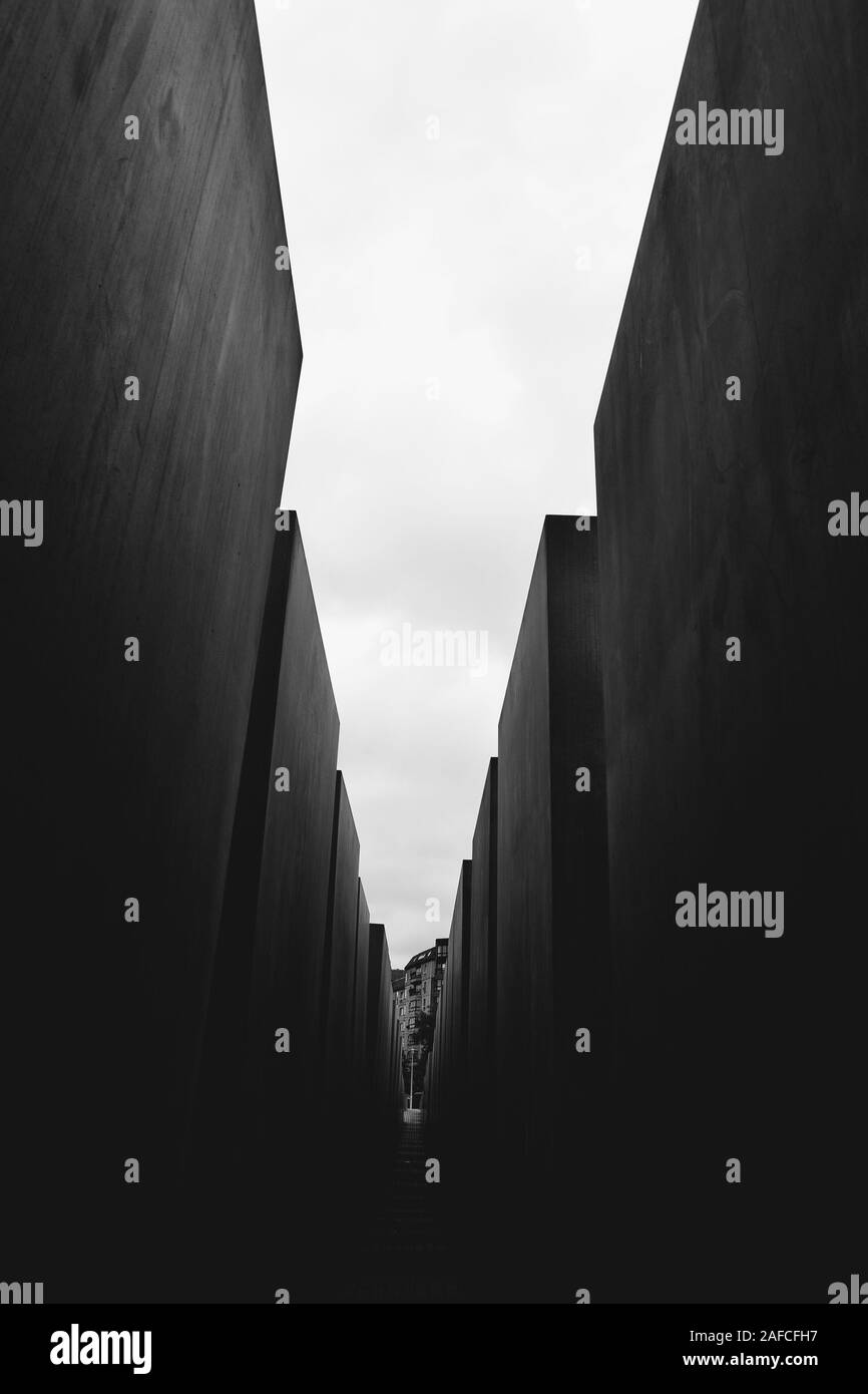 Holocaust memorial concrete block Black and White Stock Photos & Images ...