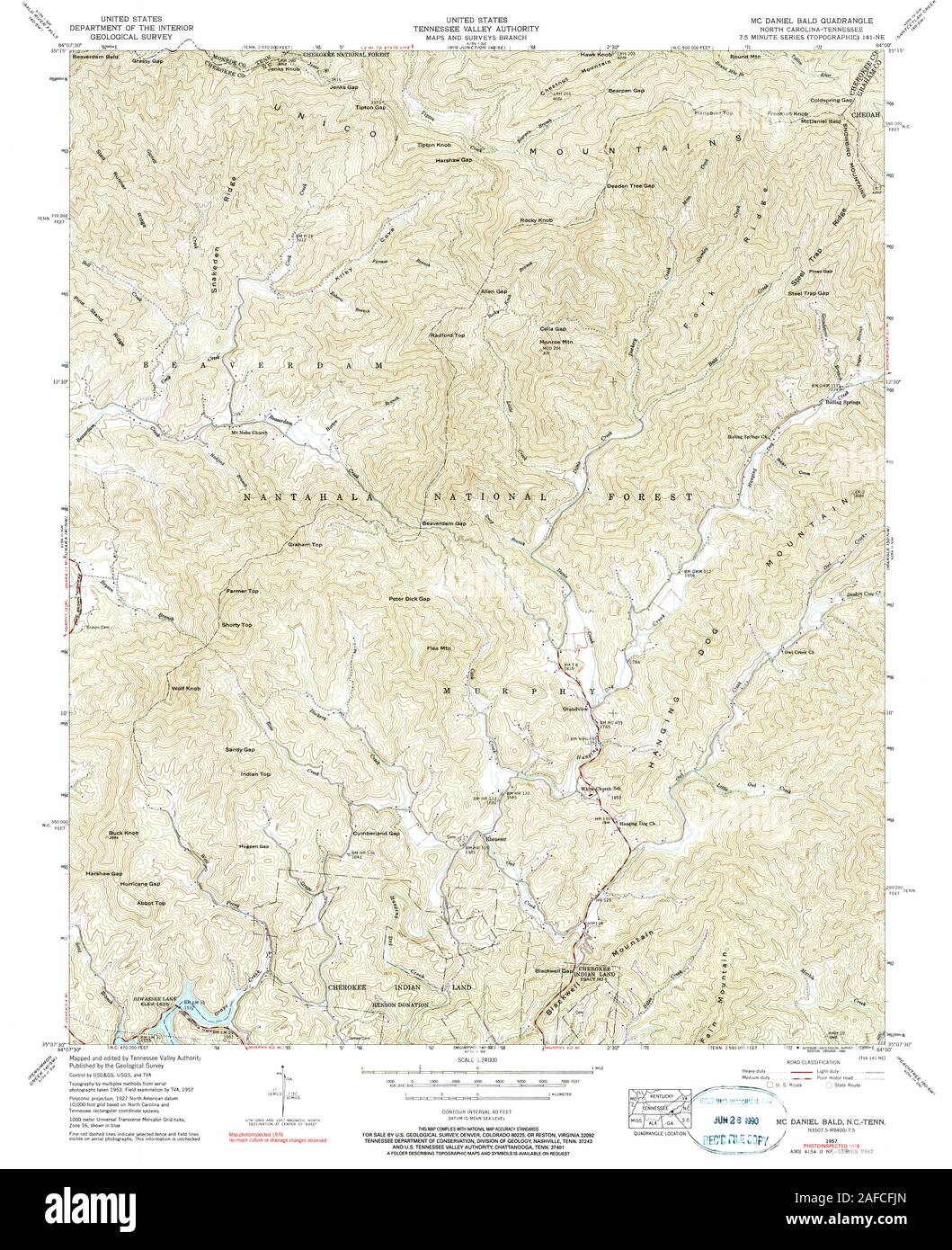 USGS TOPO Map North Carolina NC Mc Daniel Bald 161624 1957 24000 ...
