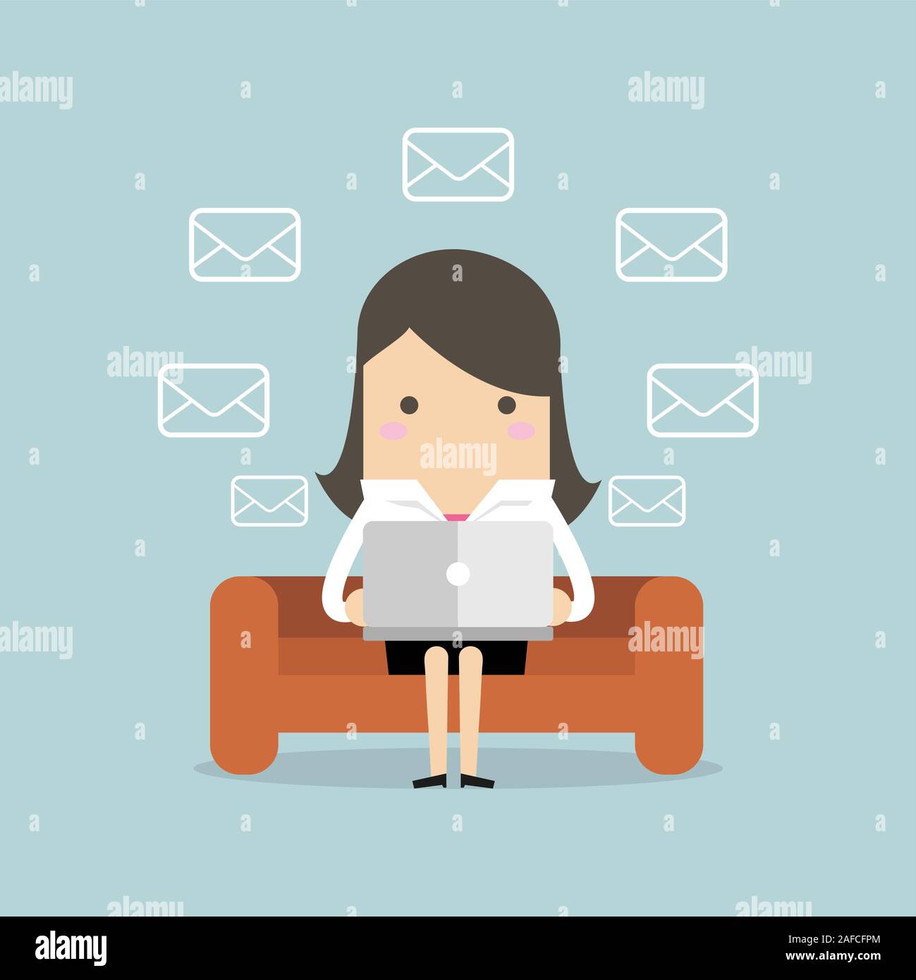 Businesswoman Checks Email Messages Stock Vector Image & Art - Alamy