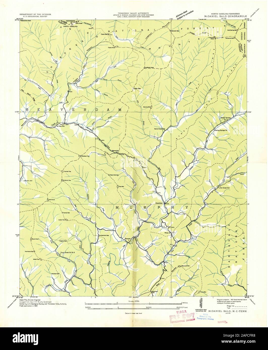 USGS TOPO Map North Carolina NC McDaniel Bald 163453 1934 24000 ...