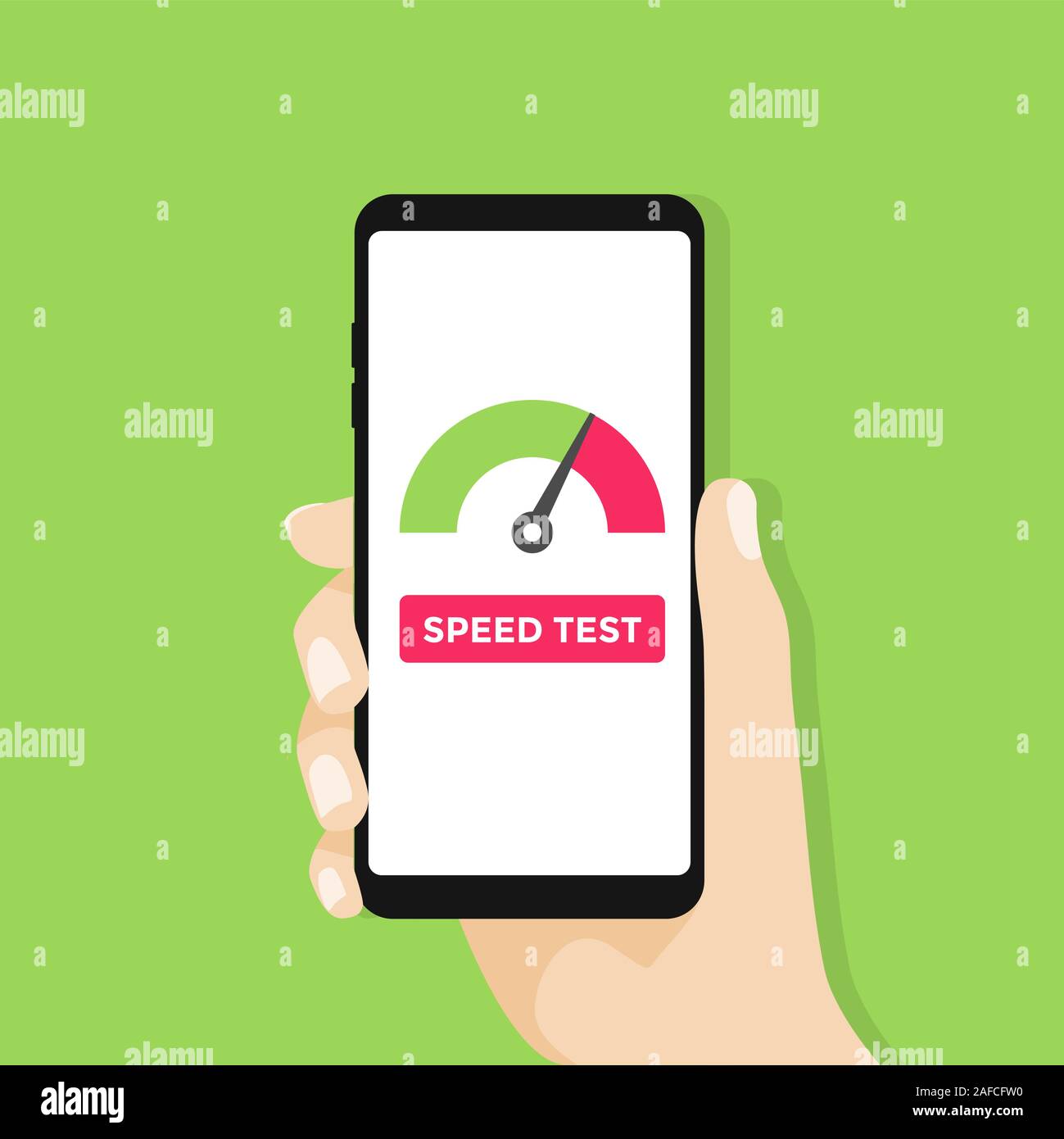 Hand holding smartphone with speed test on screen Stock Vector Image ...