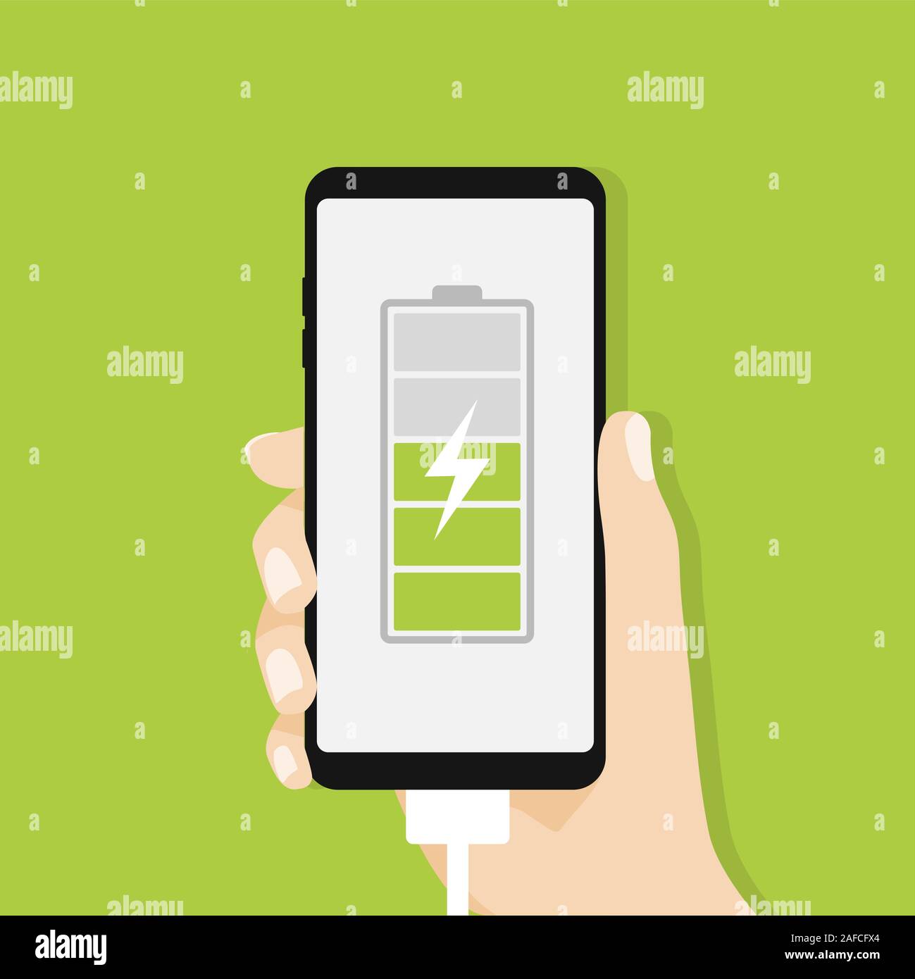 Human hand holding smartphone charging Stock Vector Image & Art - Alamy