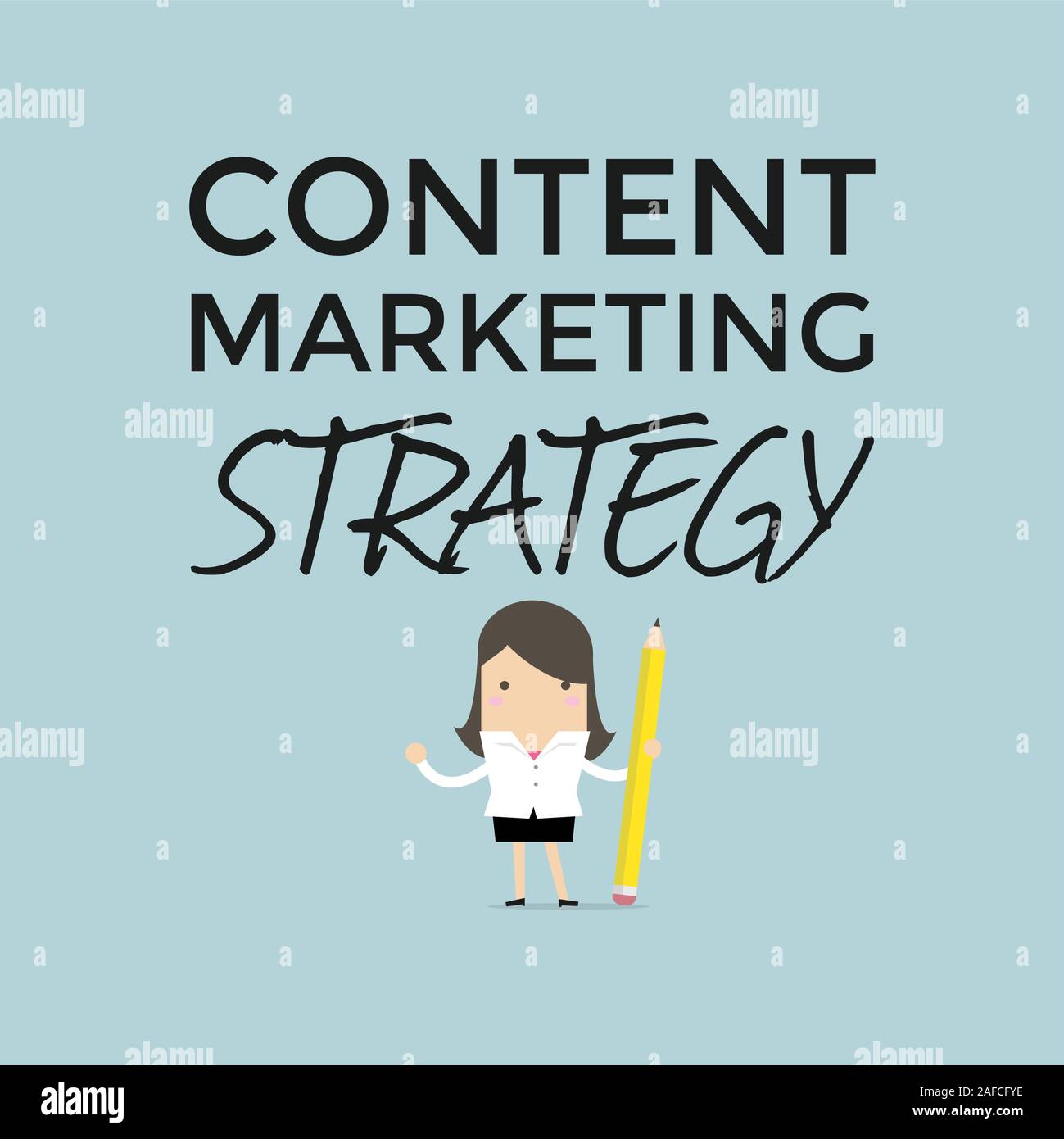 Businesswoman use pencil to draw Content Marketing Strategy Stock ...