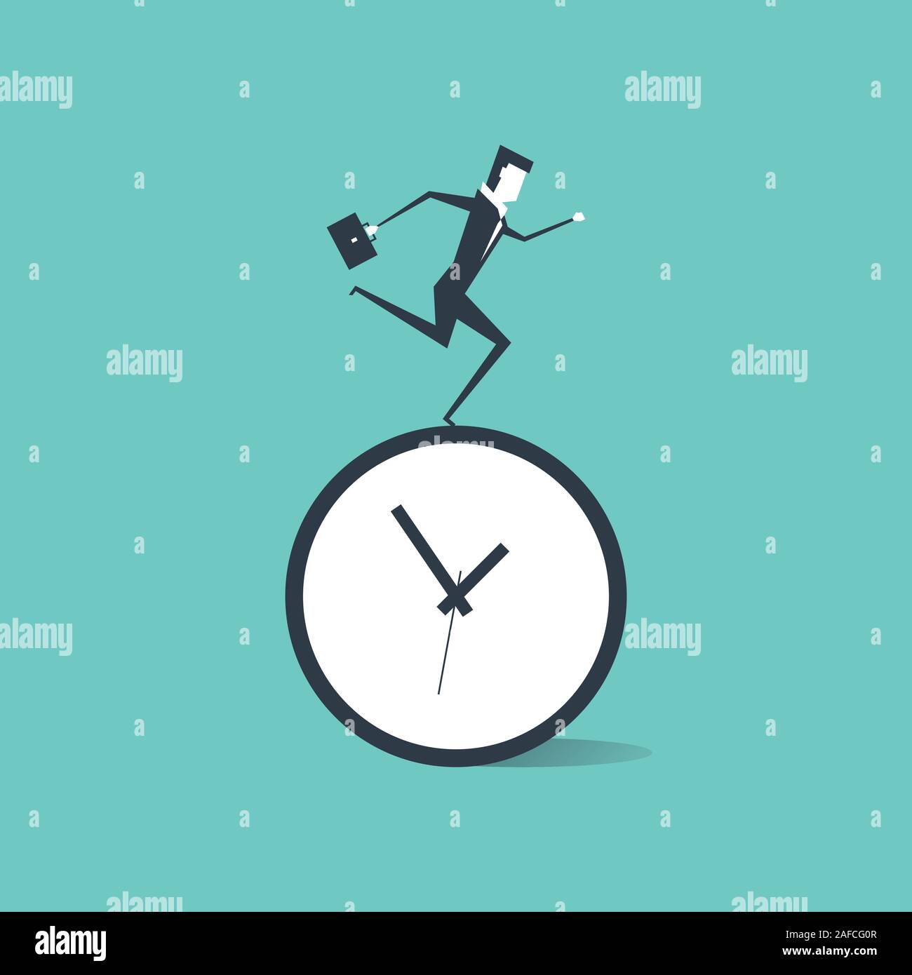Businessman running on time clock Stock Vector Image & Art - Alamy