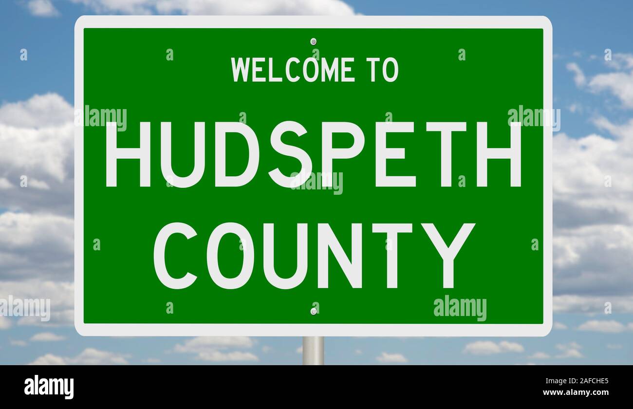 Rendering of a green 3d highway sign for Hudspeth County Stock Photo ...
