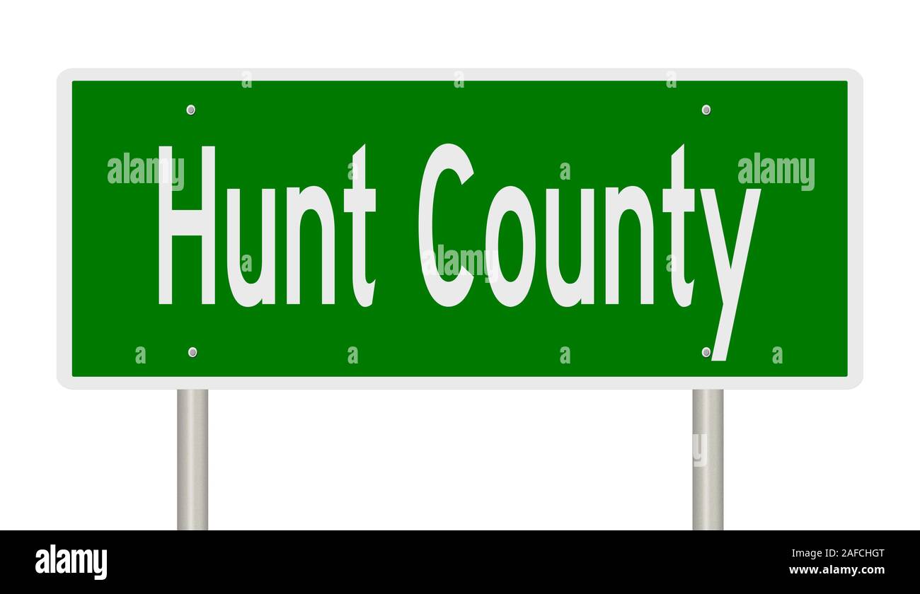 Rendering of a green 3d highway sign for Hunt County Stock Photo - Alamy