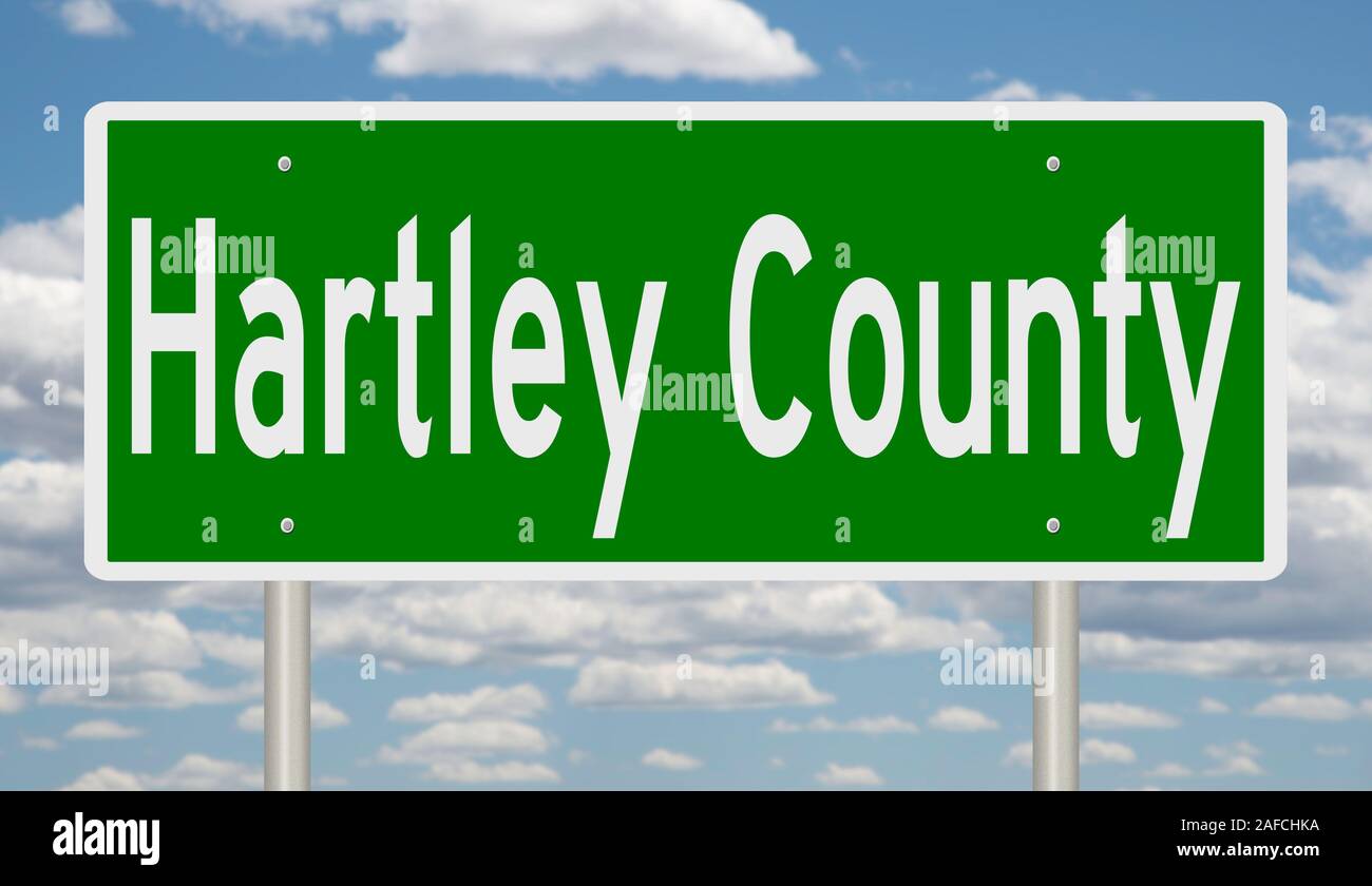 Rendering of a green 3d highway sign for Hartley County Stock Photo - Alamy