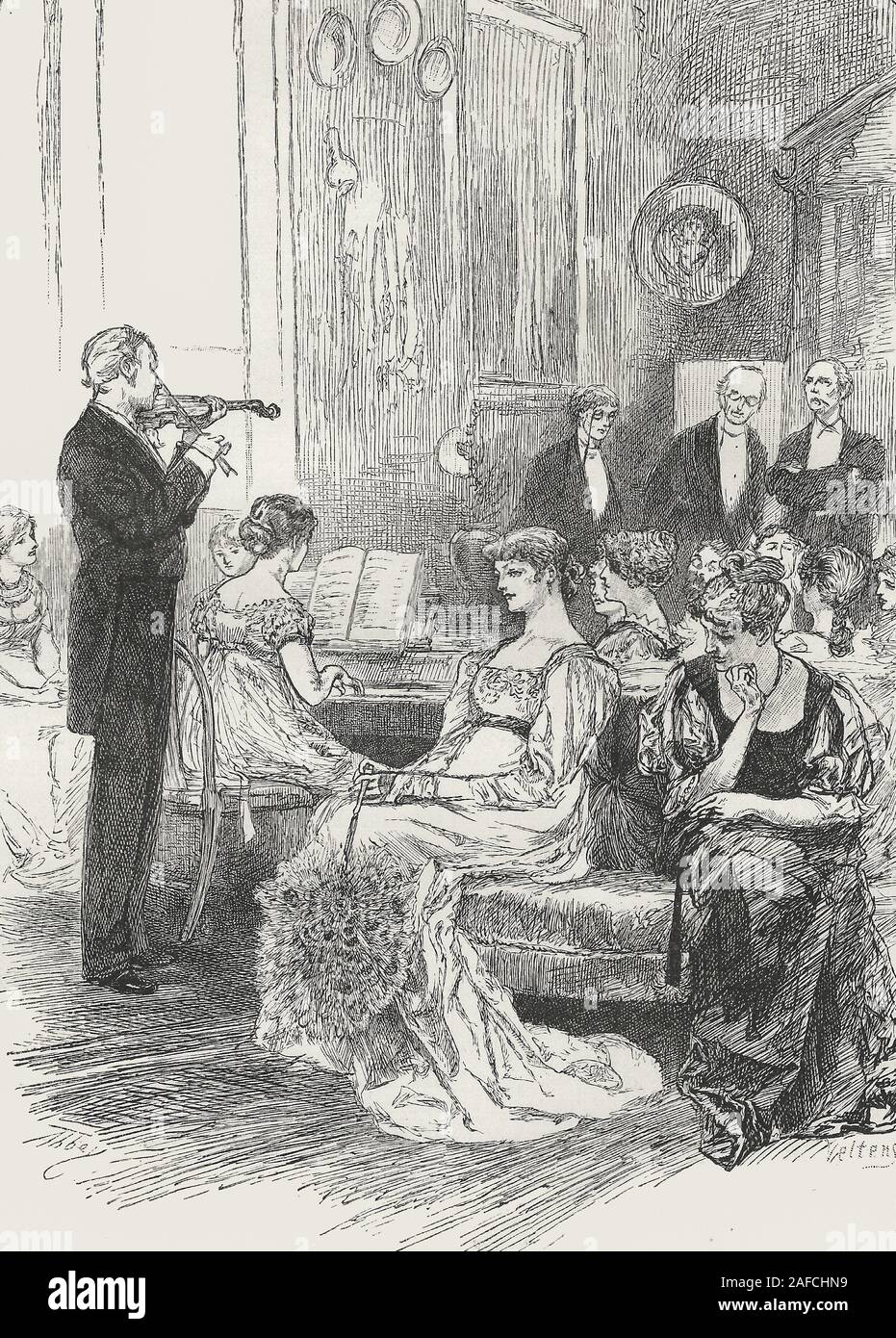 A Musical Party in the studio of Felix Moscheles, circa 1880 Stock ...