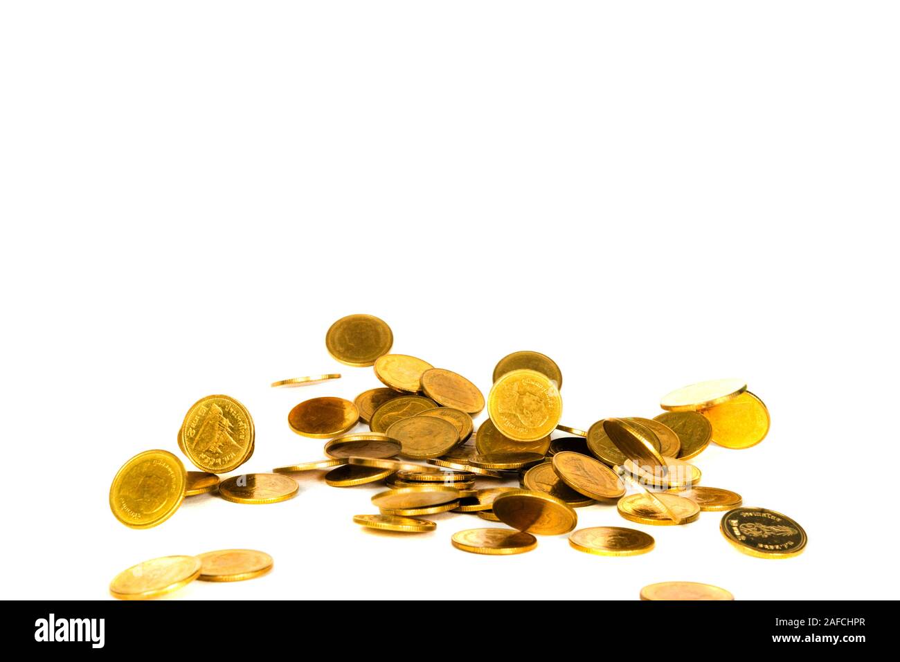 Movement of falling gold coin, flying coin, rain money isolated on ...