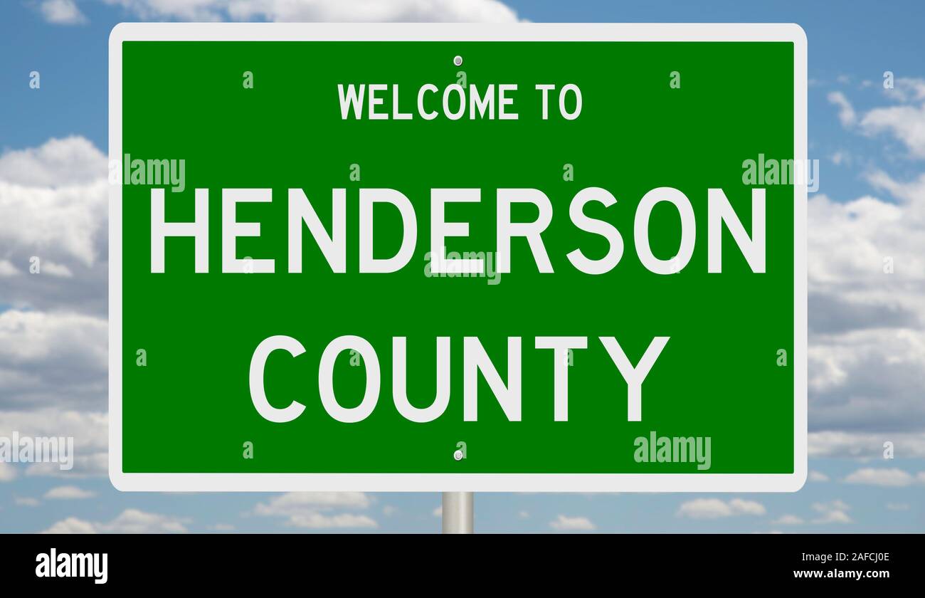 Rendering of a green 3d highway sign for Henderson County Stock Photo ...