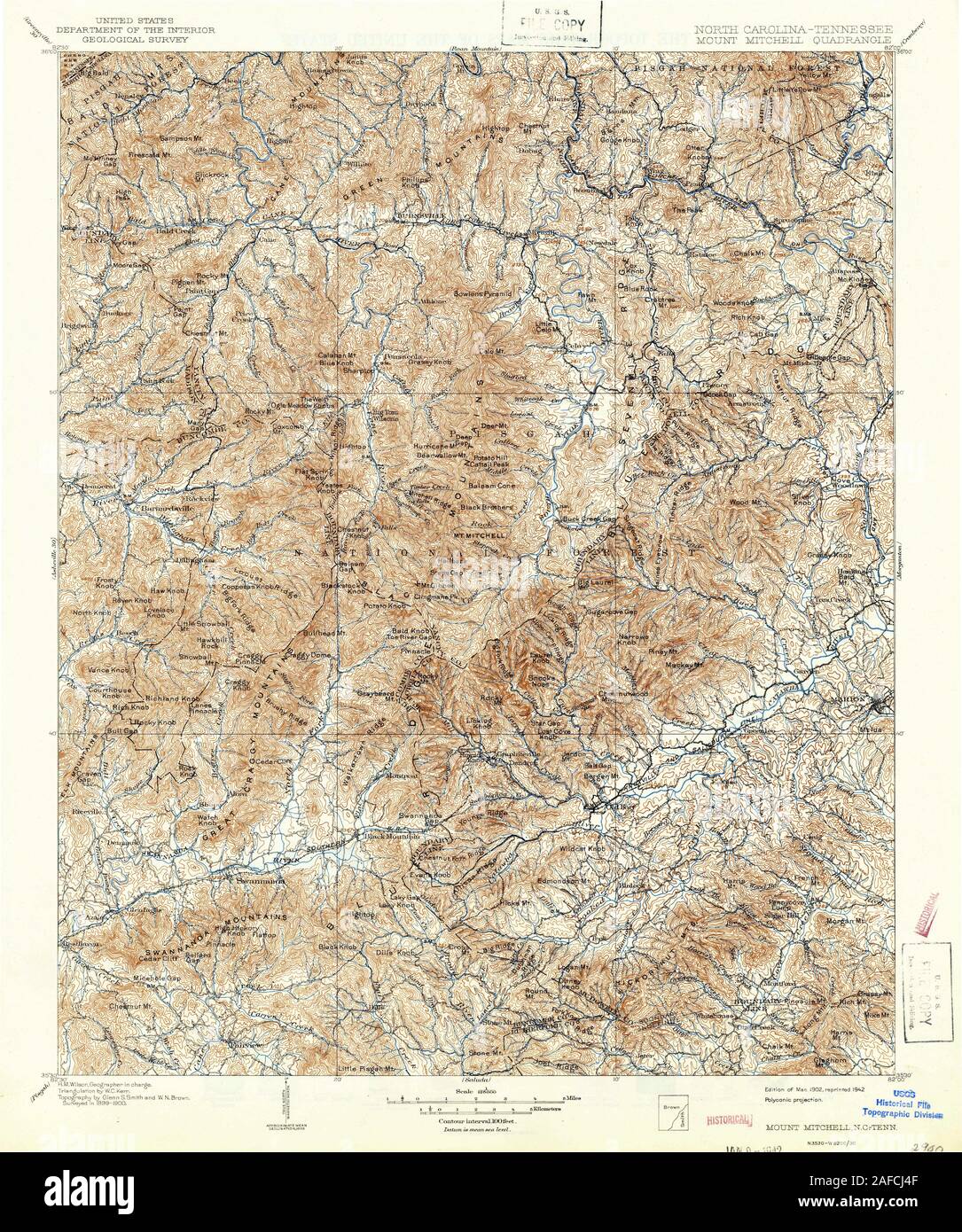 Mount Mitchell Topographic Map