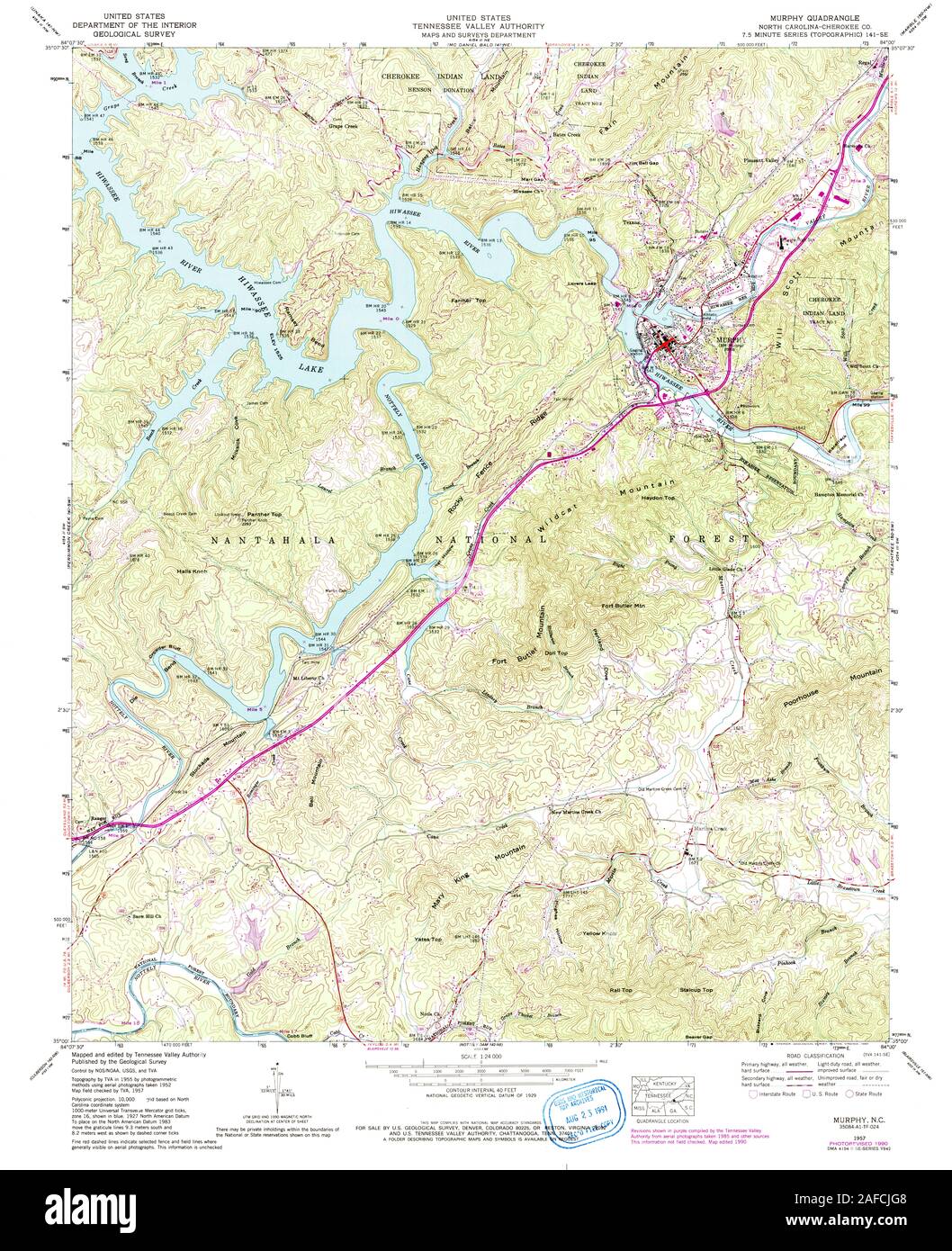 USGS TOPO Map North Carolina NC Murphy 161700 1957 24000 Restoration ...