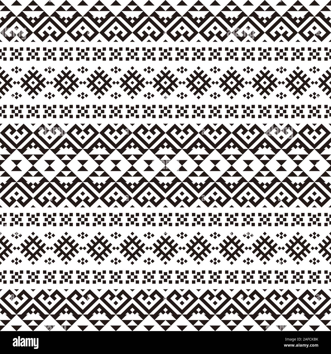 Seamless Ethnic Pattern in black and white color. Black White Tribal ...