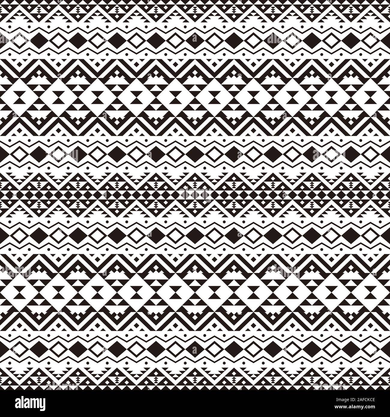 Seamless Ethnic Pattern in black and white color. Black White Tribal ...
