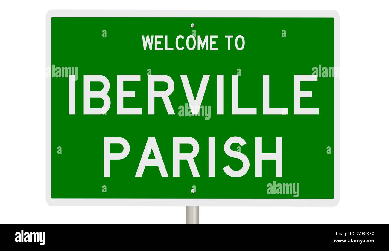 Rendering of a green 3d highway sign for Iberville Parish in Louisiana ...