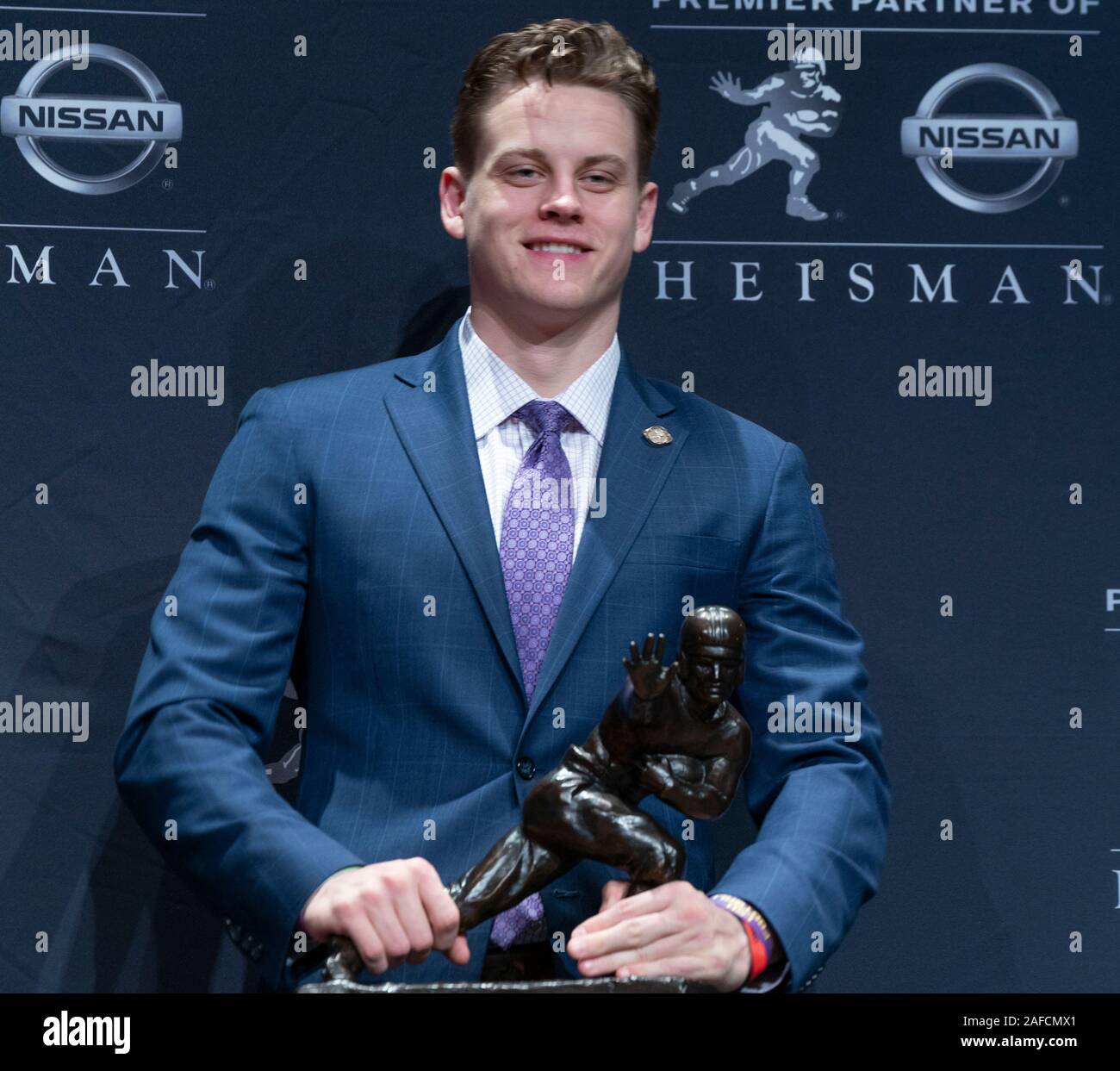 New York, NY - December 14, 2019: Quarterback Joe Burrow of the LSU ...